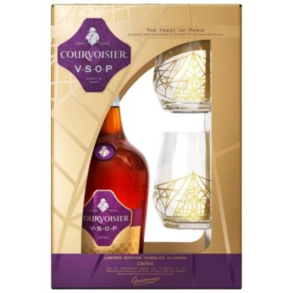 Konjak Courvoisier VSOP + 2 čaše