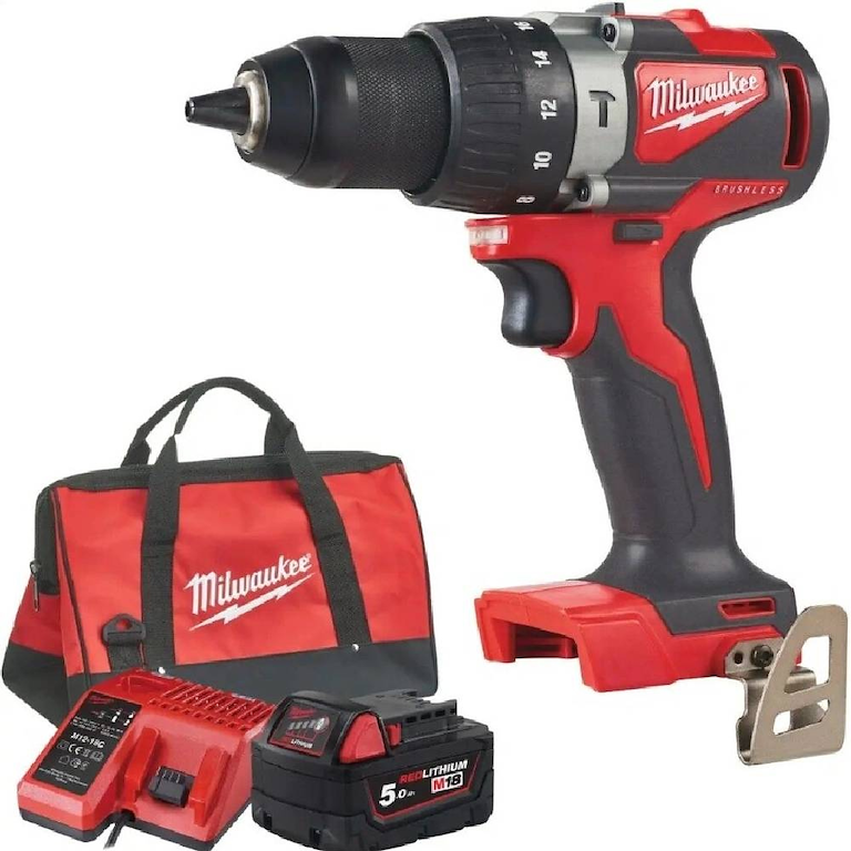 Milwaukee – M18 BLPD2-501B BUŠILICA-ODVIJAČ VIBRACIONA 18V, 1x 5Ah, punjač u torbi – 4933500775