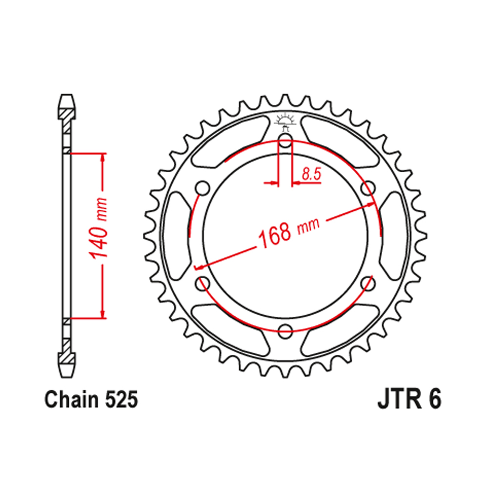 Zadnji lančanik JT JTR6-47 (525) 47 zuba