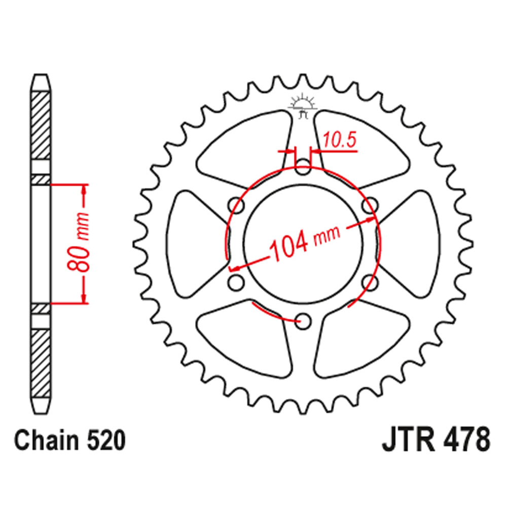 Zadnji lančanik JT JTR478-43-50-32009 (520) 43 zuba