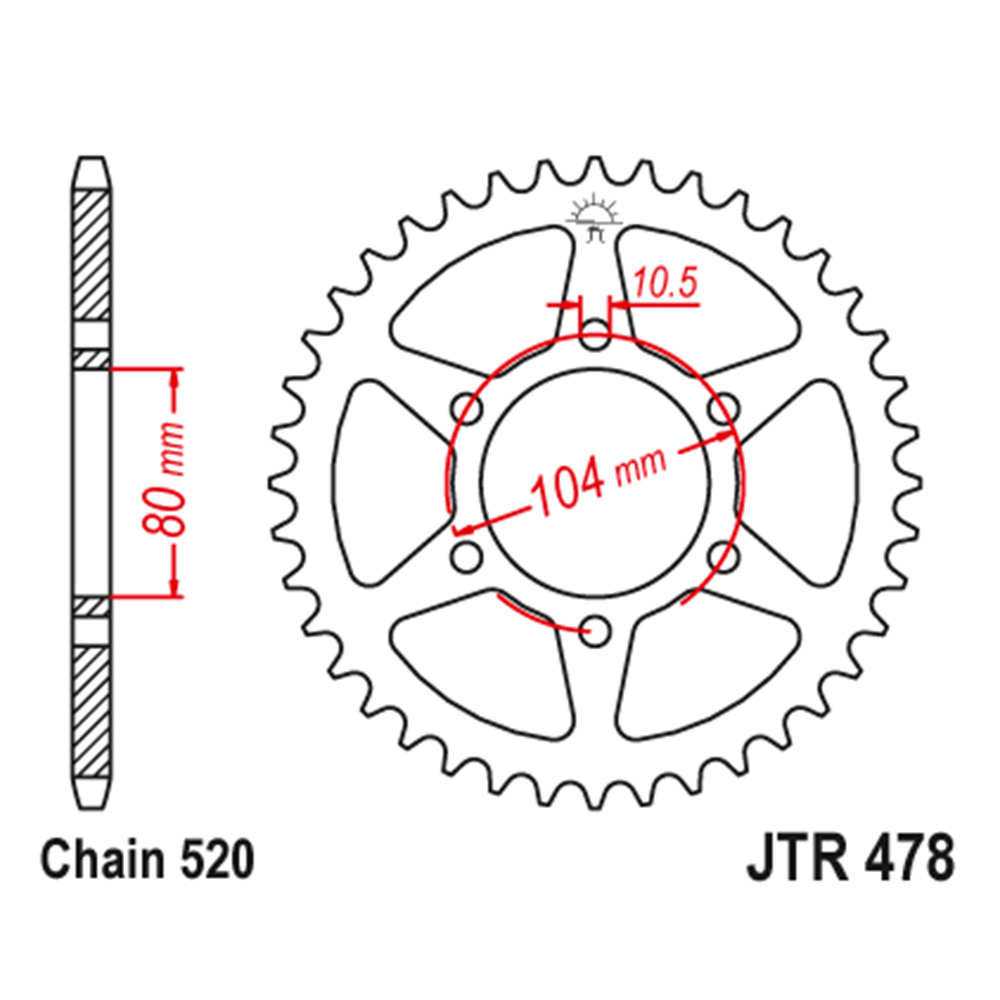 Zadnji lančanik JT JTR478-46ZBK (520) 46 zuba