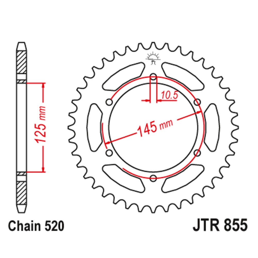 Zadnji lančanik JT JTR855-46-50-32042 (520) 46 zuba