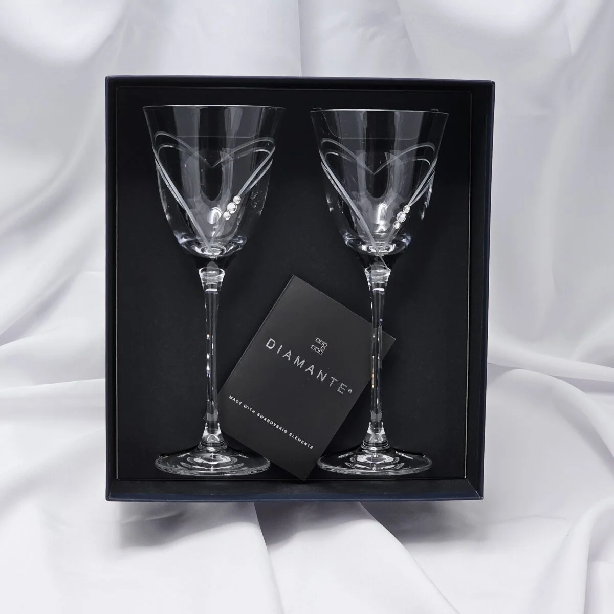 Čaše za vino Swarovski Beloved Hearts – set dve čaše