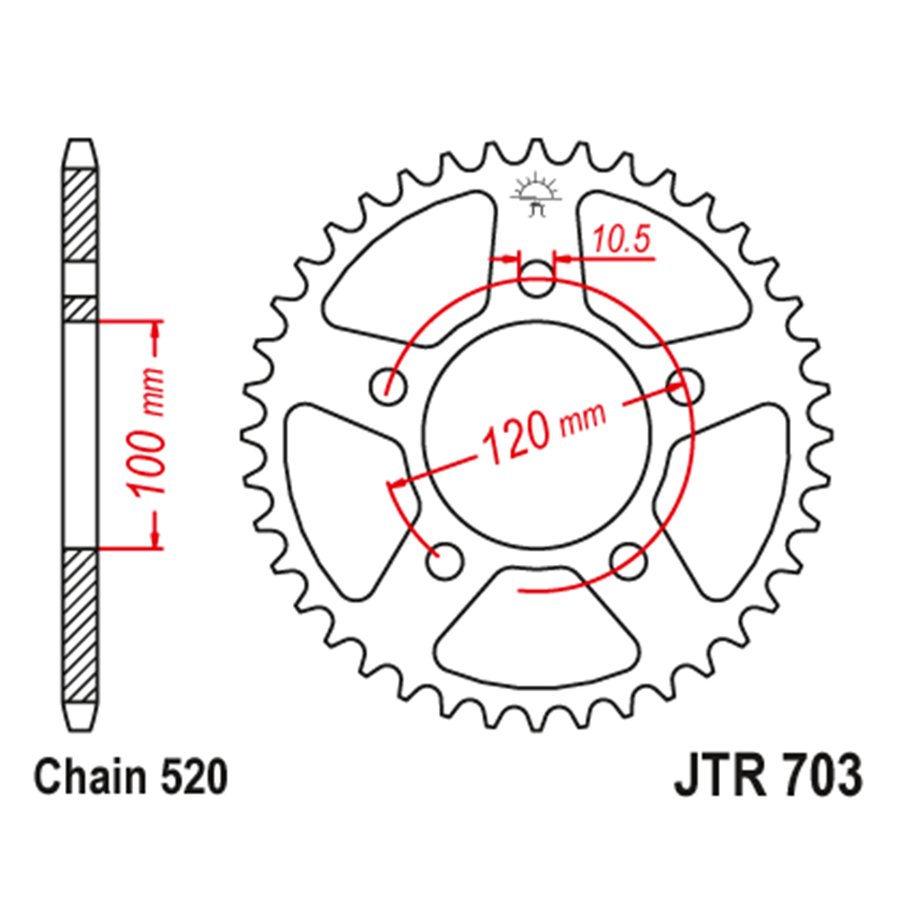 Zadnji lančanik JT JTR703-44 (520) 44 zuba