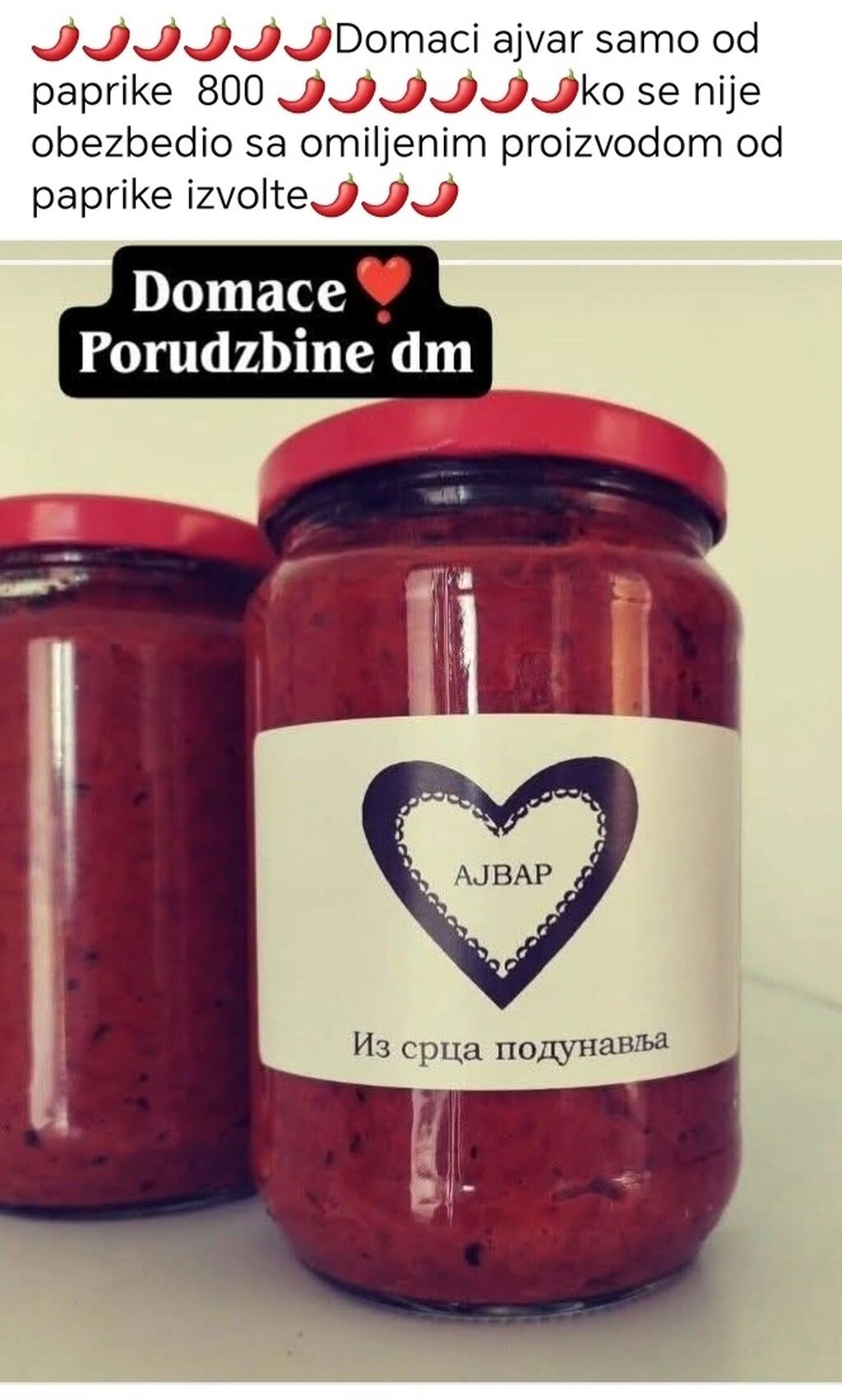 Domaći ajvar „Iz srca Podunavlja“ – isključivo od pečene paprike