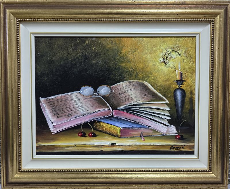 Mrtva priroda srednja 1, Dragan Canić, ulje na platnu, sertifikat, luksuzno uramljena, sa 46×56 cm, bez 30×40 cm, 14160 dinara