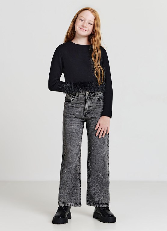 WIDE LEG JEANS WITH RHINESTONES SIVI TEKSAS