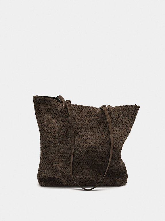 WOVEN LEATHER SHOPPER BAG