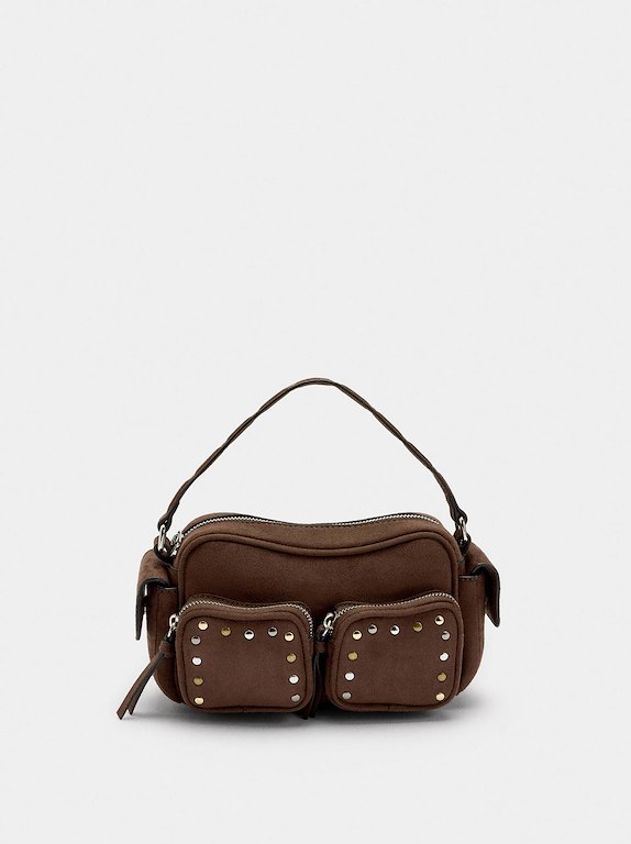 LEATHER-EFFECT HANDBAG WITH STUDS