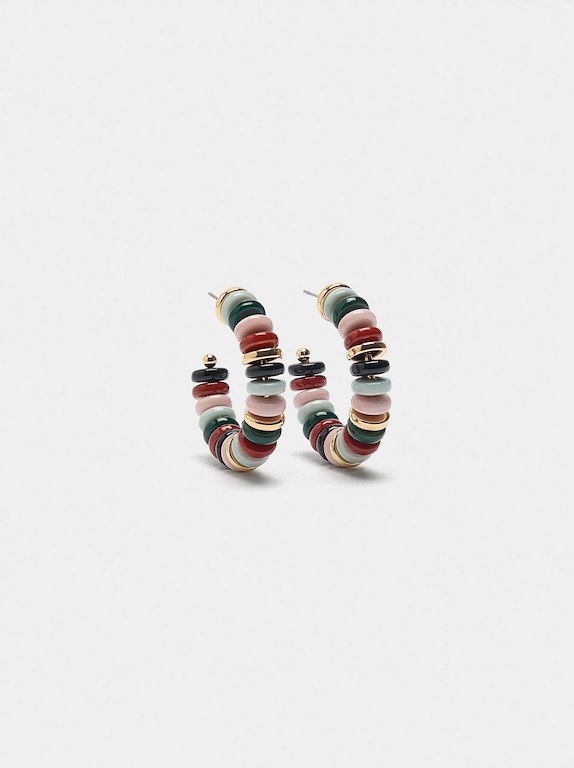 HOOP EARRINGS WITH MULTICOLOR RESIN BEADS