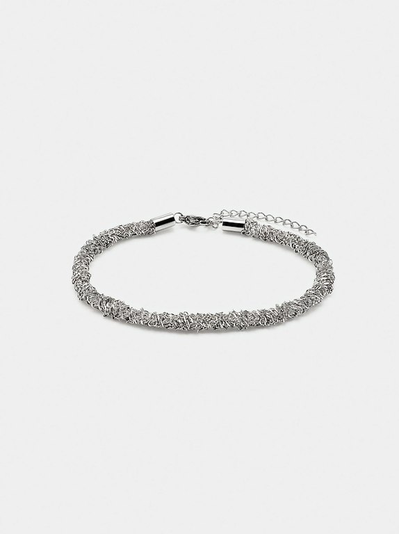 TUBULAR BRACELET WITH INTERLACED LINKS - STAINLESS STEEL