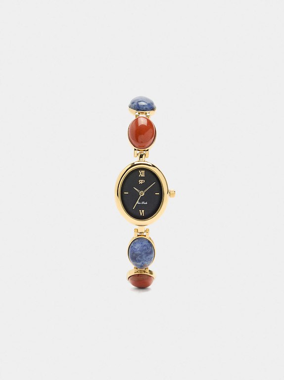 OVAL WATCH WITH STONE BRACELET