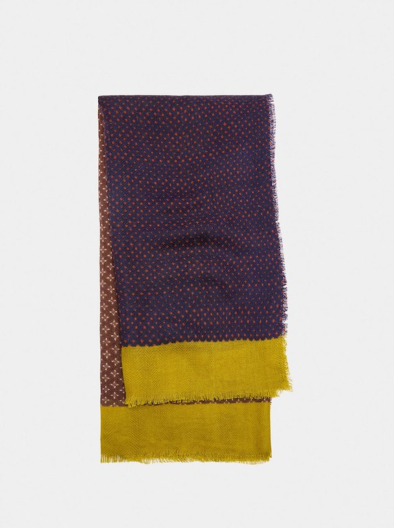 PRINTED SCARF WITH WOOL CONTRAST