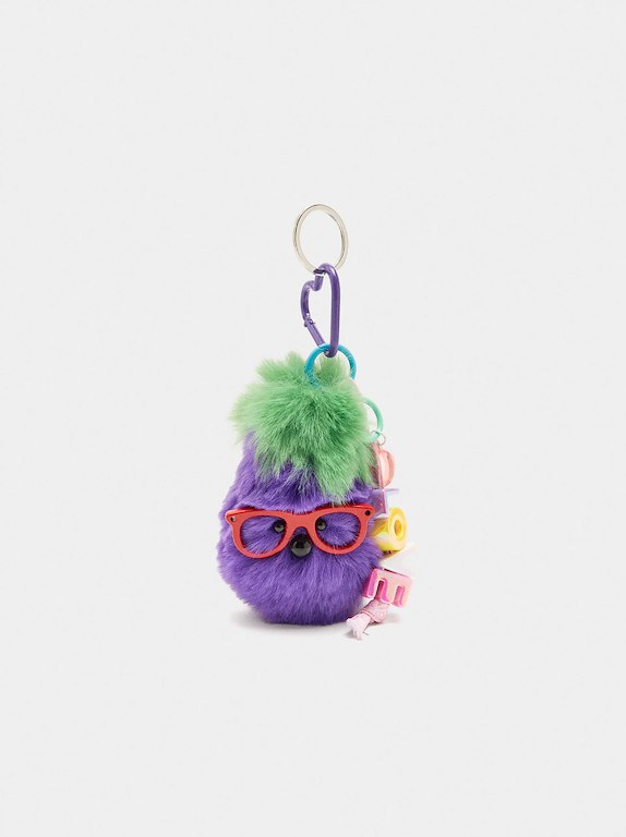 KEYCHAIN WITH CHARM POMPOM LOVE