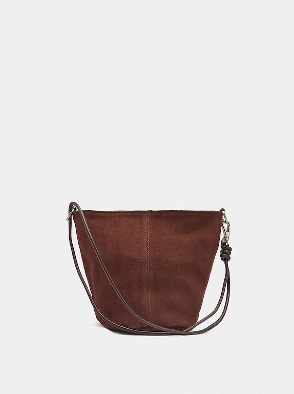 LEATHER BUCKET BAG WITH CROSSBODY STRAP