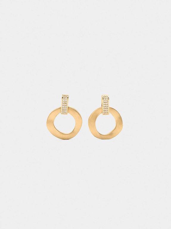 IRREGULAR HOOP EARRINGS WITH CUBIC ZIRCONIA