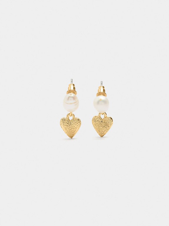 HEART EARRINGS WITH FRESHWATER PEARLS
