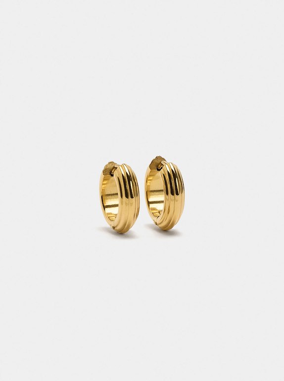 HOOP EARRINGS WITH EMBOSSED STRIPES - STAINLESS STEEL