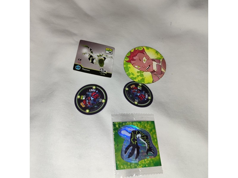 Lot 5 komada tokeni,kartica i slicica Ben 10