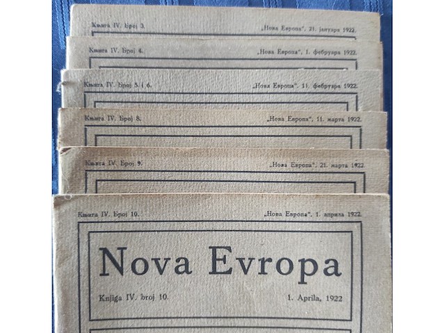 Nova Evropa, knjiga IV  1922.g  6 kom