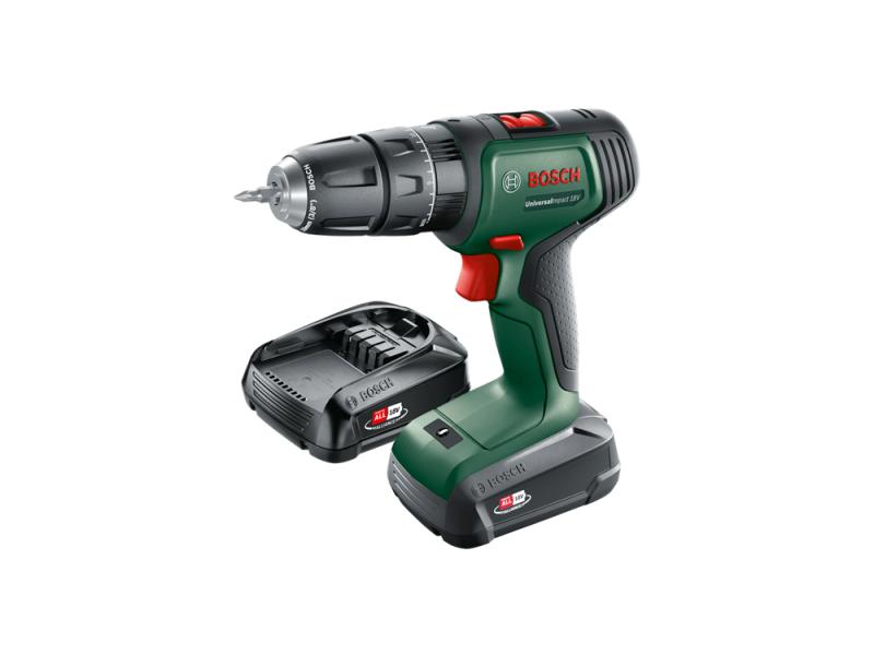 BOSCH UNIVERSALIMPACT 18V AKUMULATORSKA VIBRACIONA BUŠILICA, 2X 1.5AH AKUMULATOR I PUNJAČ, 06039D4102