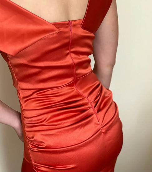 Elegantna MIDI haljina terakota narandžasta