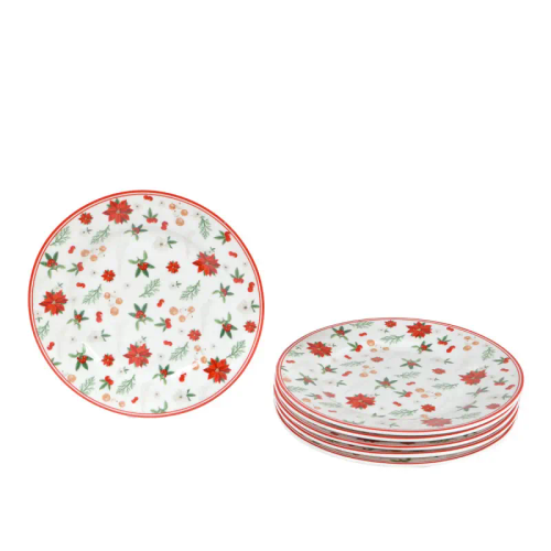 Sigma Novogodišnji porcelan set za kolače 15cm 6/1 (BOŽ.ZV) JH-C15-NY