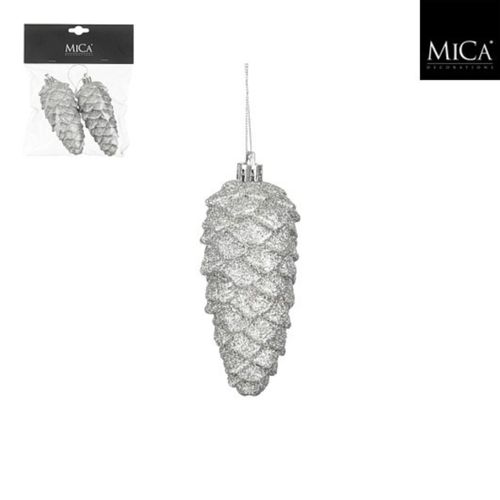 Novogodišnja dekoracija - ORNAMENT PINE CONE SET 2pcs 11cm 1179681 - Silver - EDL