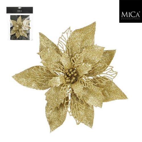 Novogodišnja dekoracija - CLIP POINSETTIA 20cm 1179719 - Gold - EDL