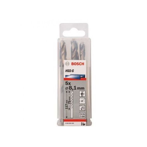 BOSCH Burgija za metal HSS-G, DIN 338 8,1 x 75 x 117 mm pakovanje od 5 komada