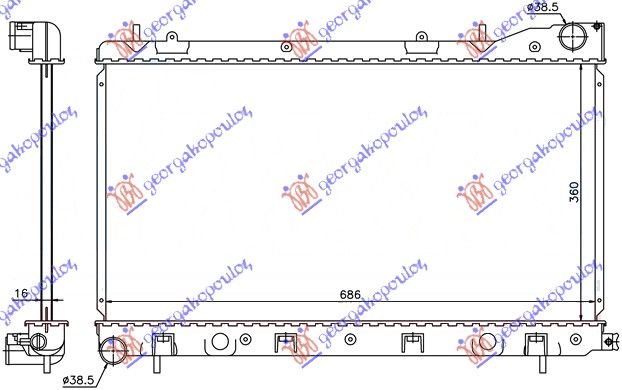 HLADNJAK MOTORA 2.0/2.5 BENZIN (MAN) (360x686x16) (KOYO) SUBARU FORESTER (2002-2008) (OEM: 45111SA020, 45111SA081, 45119SA000)
