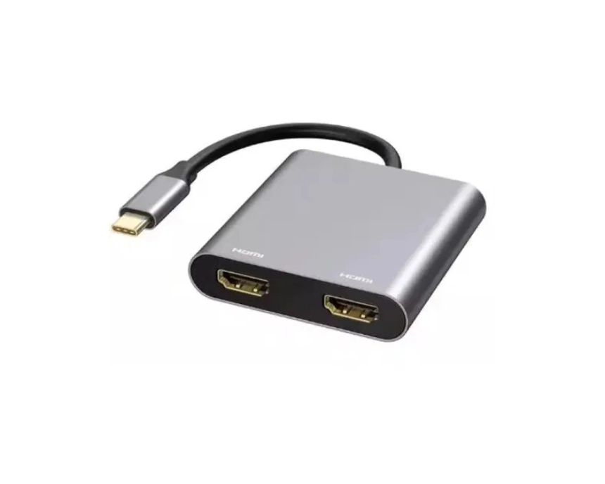 E-GREEN Adapter USB 3.1 tip C (M) - 2 x HDMI
