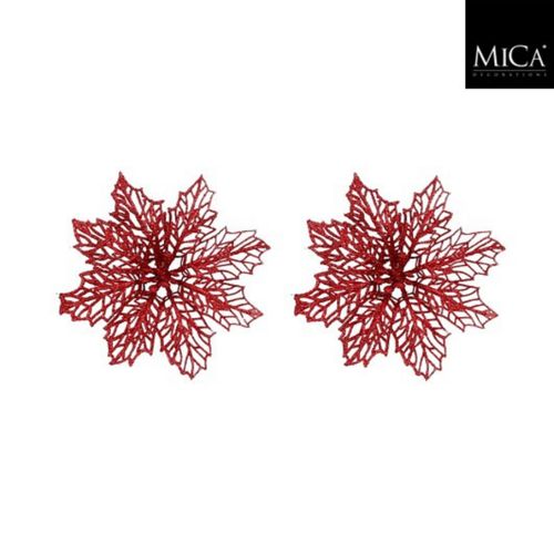 NG dekoracija - CLIP POINSETTIA SET 2pcs 13cm 1181046 - Red - EDL