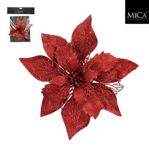 NG dekoracija - CLIP POINSETTIA 20cm 1179720 - Red - EDL