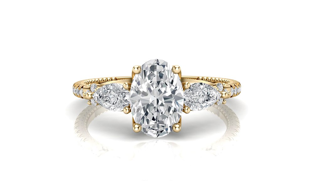 Floral Oval Cut Engagement Ring