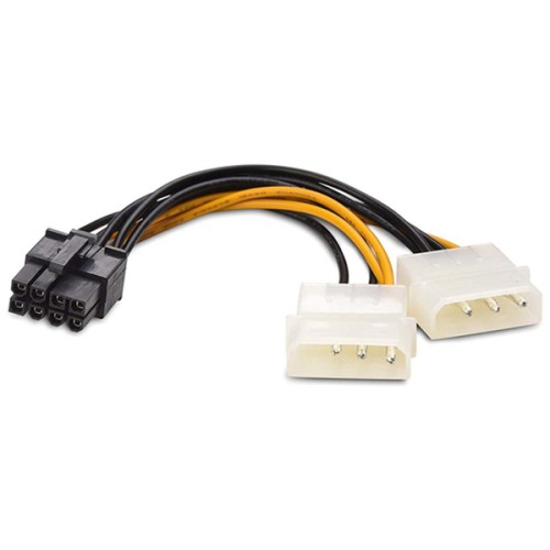 Wiretek Napojni adapter sa 2x Molex-a na 8pin PCI-E | WT-2X4PINM-8PINF