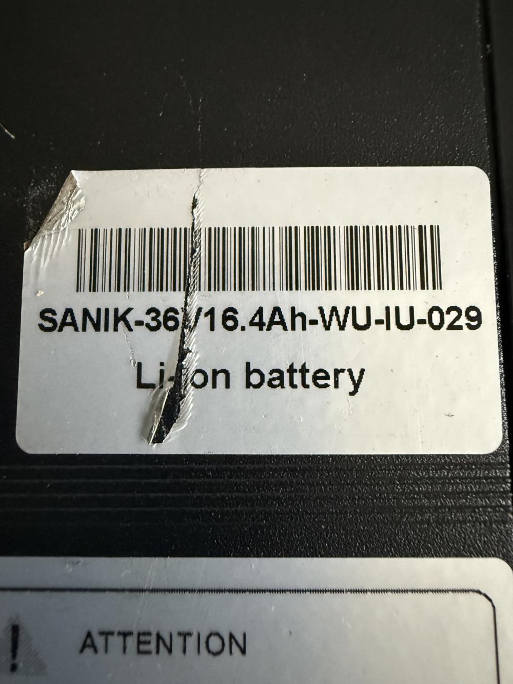 LI ION baterija 36V 16,4Ah gepek nosac kljuc punj