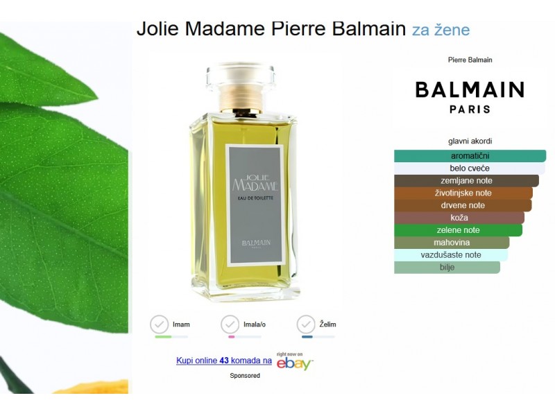 BALMAIN parfem jolie madame 50ml