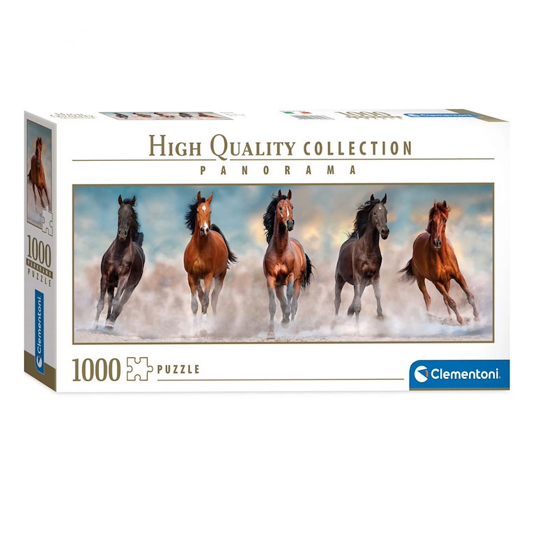 SLAGALICA PUZZLE CLEMENTONI 1000PC PANORAMA, HORSES 39607