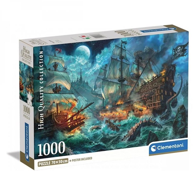 SLAGALICA PUZZLE CLEMENTONI 1000PCS PIRATES BATTLE 39777