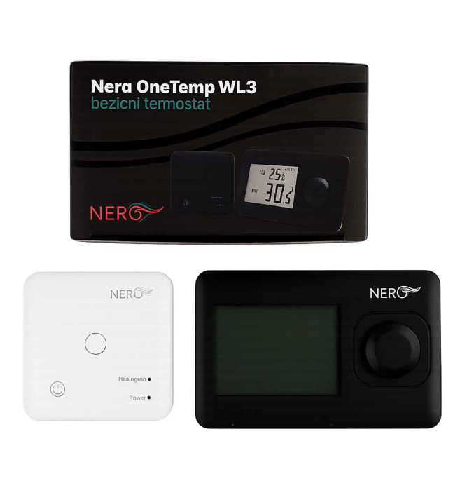 Digitalni bežični sobni termostat (RF) Nero OneTemp WL3 crni – set (sobni termostat + prijemnik)
