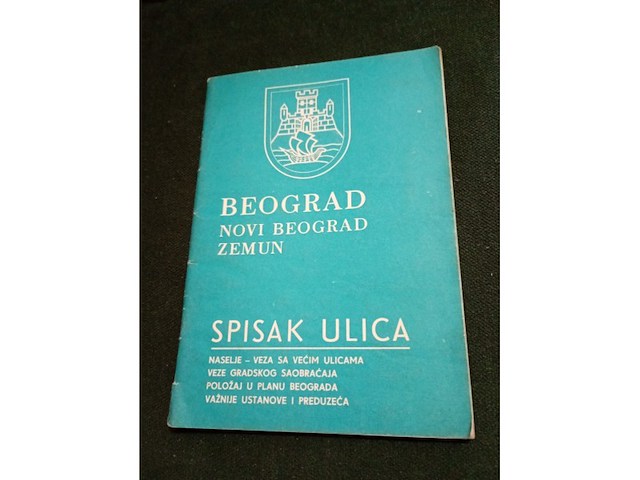 Beograd Novi Beograd Zemun Spisak Ulica 1968g