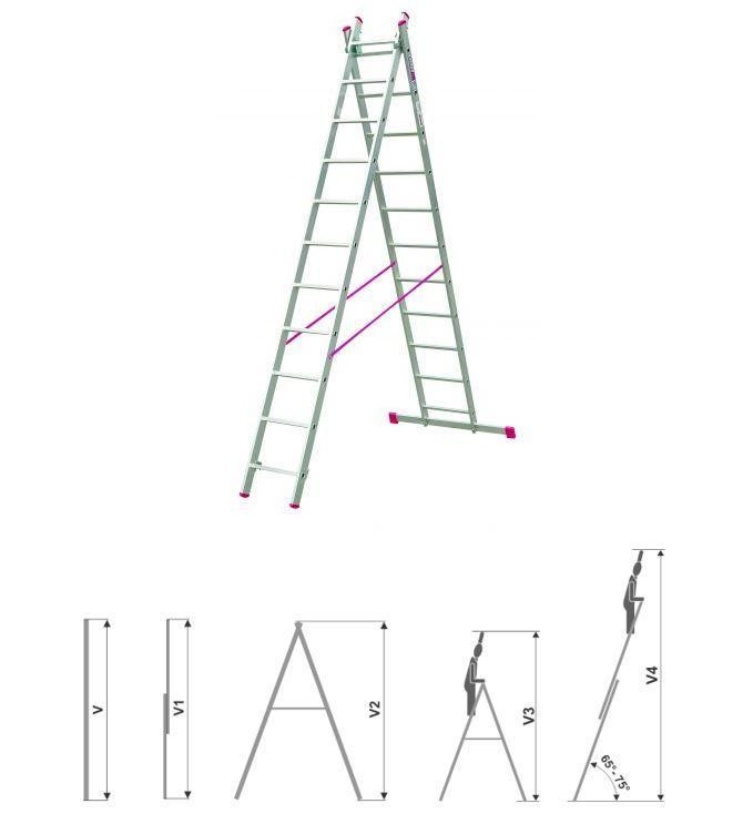 Aluminijumske merdevine 2x11 dvodelne