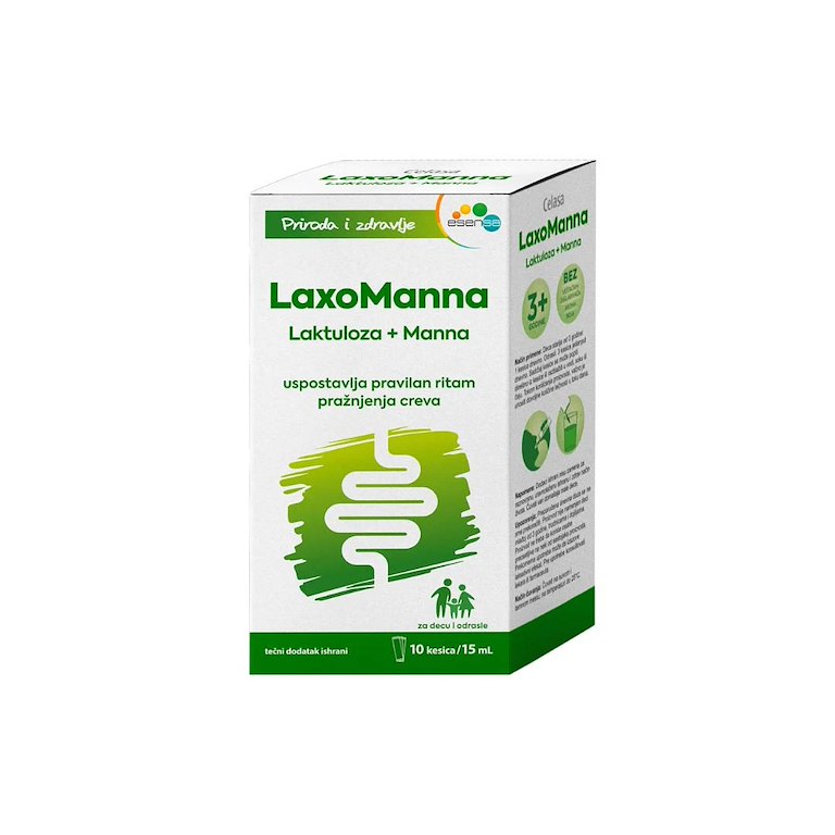 ESENSA LaxoManna Oralni Rastvor za Laksativno Delovanje 10 Kesica; Zatvor; Opstipacija; Neredovno Pražnjenje Creva