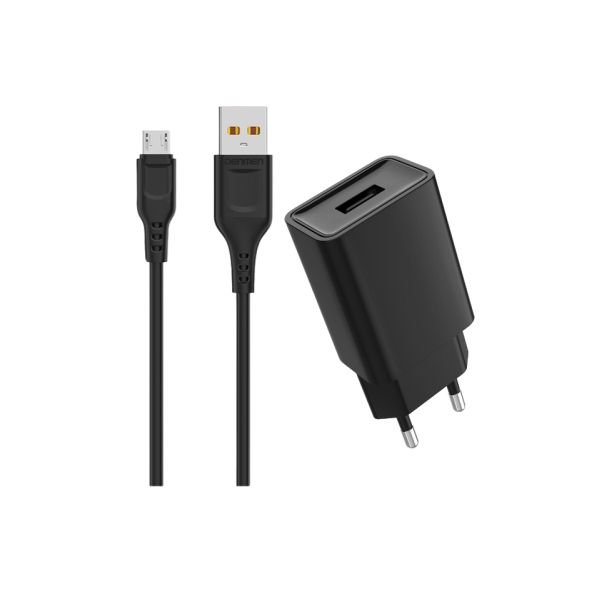 DENMEN Punjač DC01V 2,4A + Micro USB kabl, crna