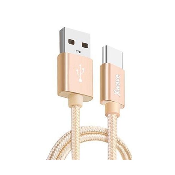 XWAVE Kabl USB Type C ,3A ALU pleteni, 2m, zlatna