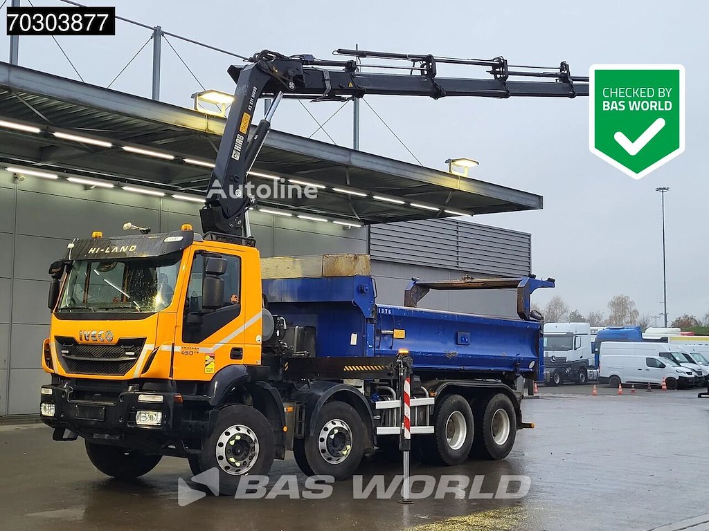 IVECO Trakker 450 8X4 HIAB 211 EP-4 Hiduo Kran Crane Big-Axle 2-Side T kiper