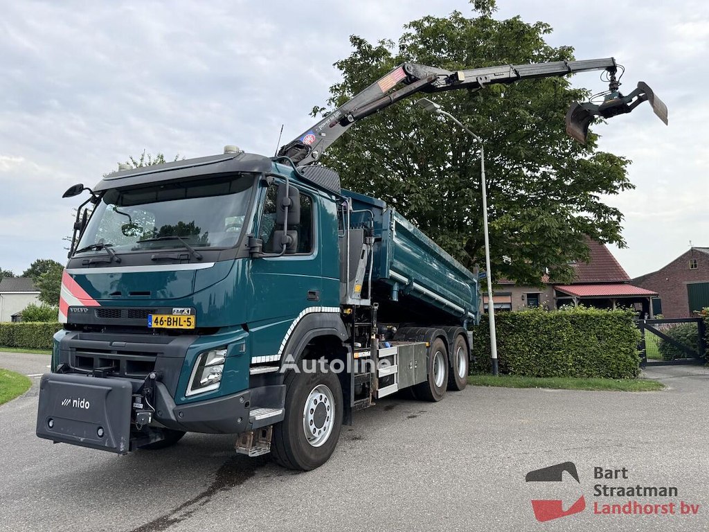 Volvo FMX 370 6x6 Euro 6 met 2 zijden kipper en HMF 1643 Z2 kraan 2 st kiper