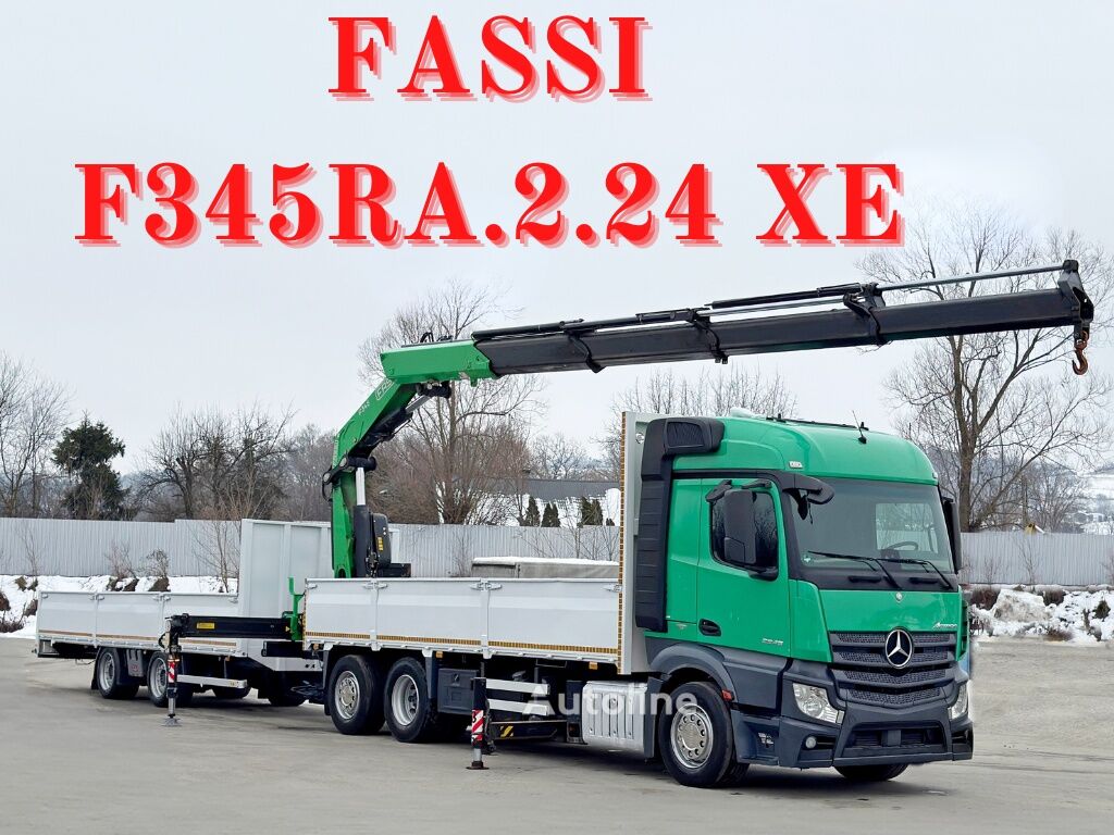 Mercedes-Benz ACTROS 2645 * FASSI F345.24 XE + FUNK + Anhänger kamion s ravnom platformom + prikolica sa ravnom platformom