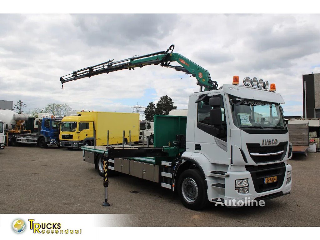 IVECO Stralis 400 + PM SERIE 13 4X HYDROLIC + EURO 6 + REMOTE kamion s ravnom platformom